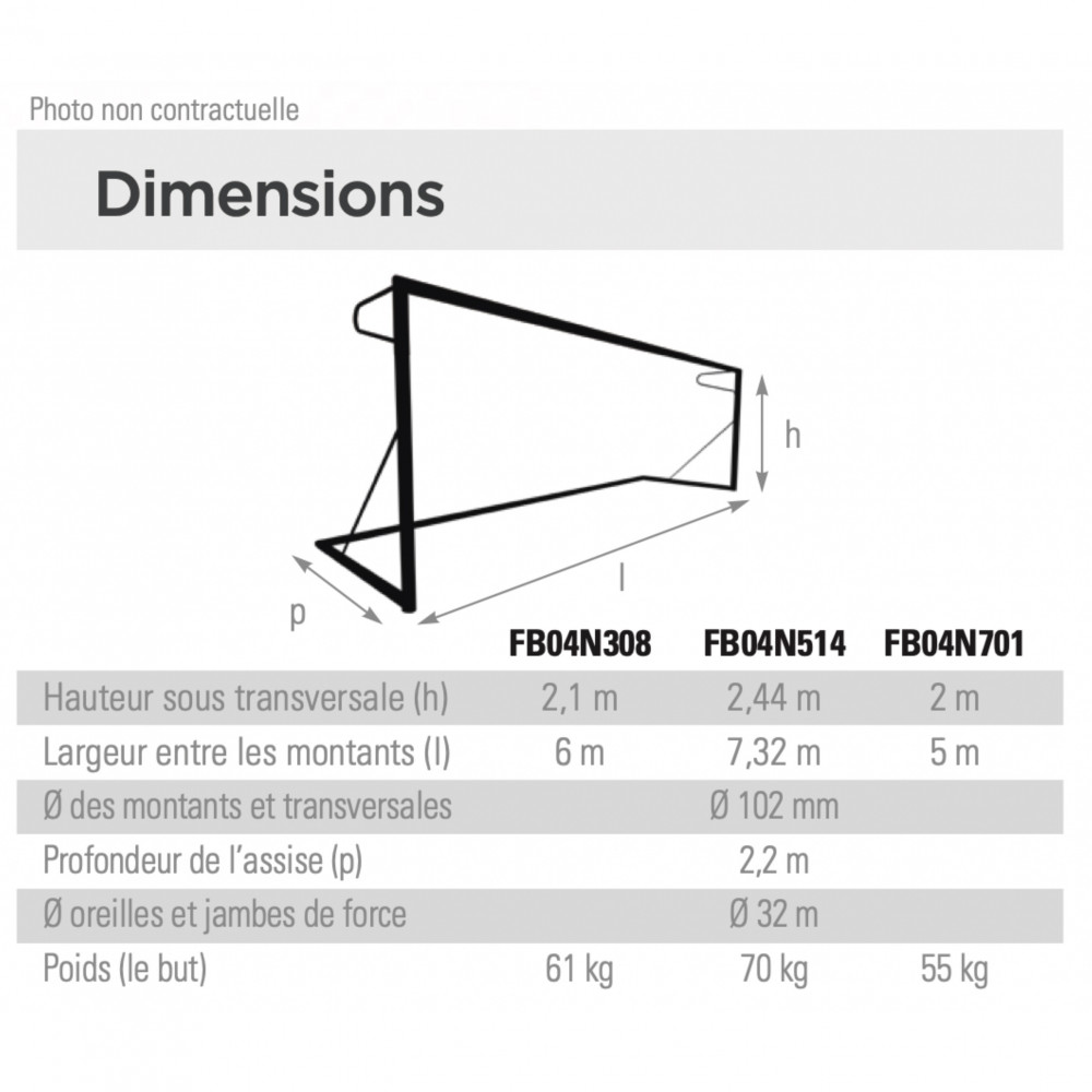 Buts aluminium transportables type 3 à 8 ou 11 joueurs